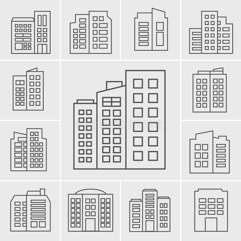 Ejemplo Del Vector De Los Iconos Del Edificio Ilustración del Vector ...