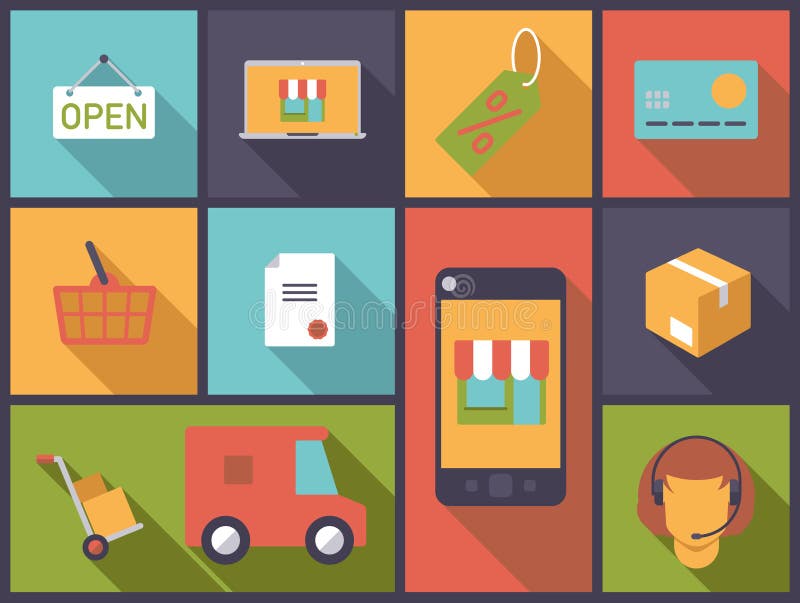 Ejemplo Del Vector De Los Símbolos Del Comercio Electrónico Ilustración ...