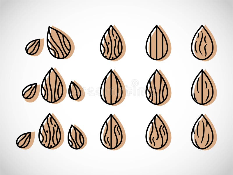Ejemplo Del Vector Del Icono De La Almendra Stock de ilustración ...