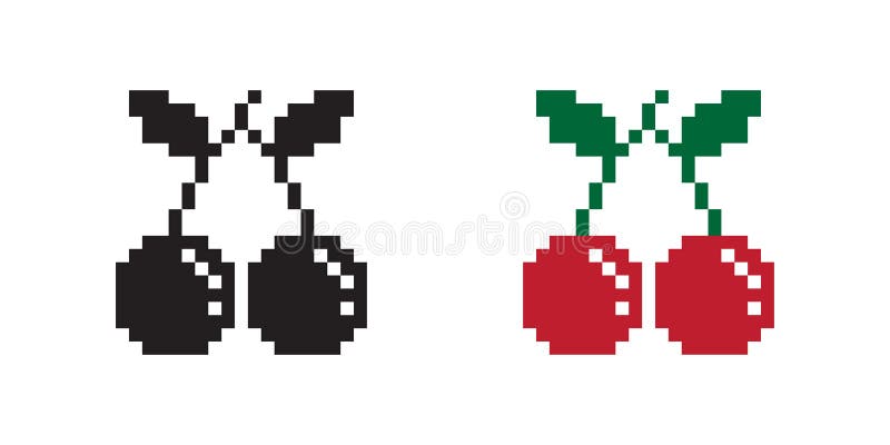 Arte De Píxeles De Cereza Sobre Fondo Blanco. Ilustración Vectorial ...