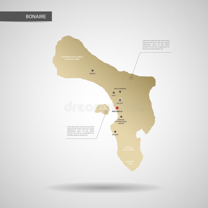 Ejemplo Estilizado Del Vector Del Mapa De Bonaire Ilustración del ...