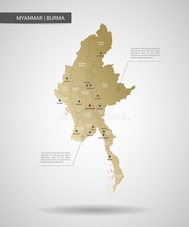 Ejemplo Infographic Del Vector Del Mapa De Myanmar Birmania Ilustración ...