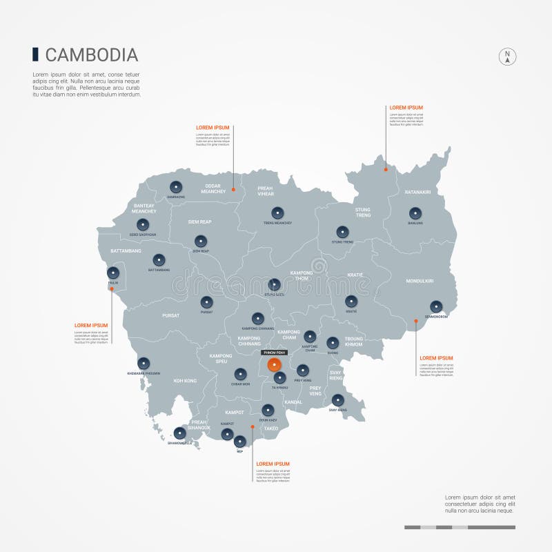 Camboya - Mapa Y Bandera Infographic - Ejemplo Detallado Del Vector ...