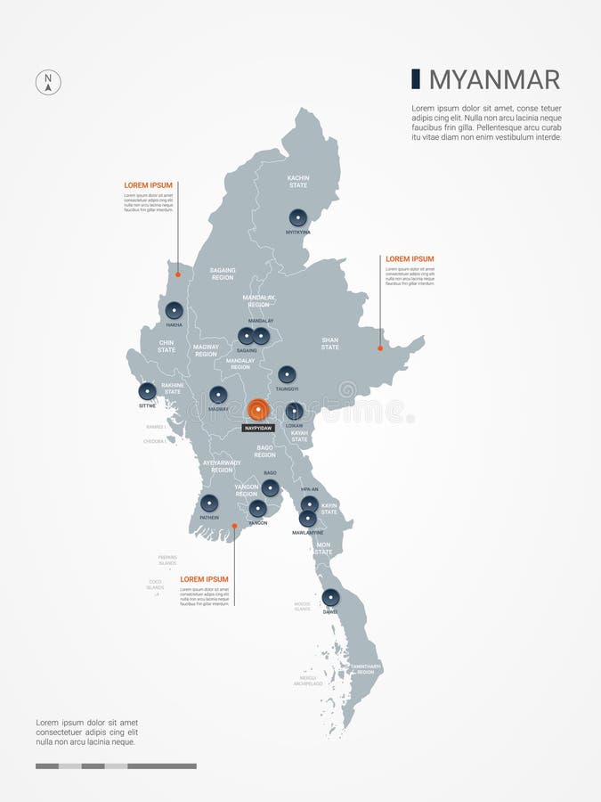 Ejemplo Infographic Del Vector Del Mapa De Myanmar Birmania Ilustración ...
