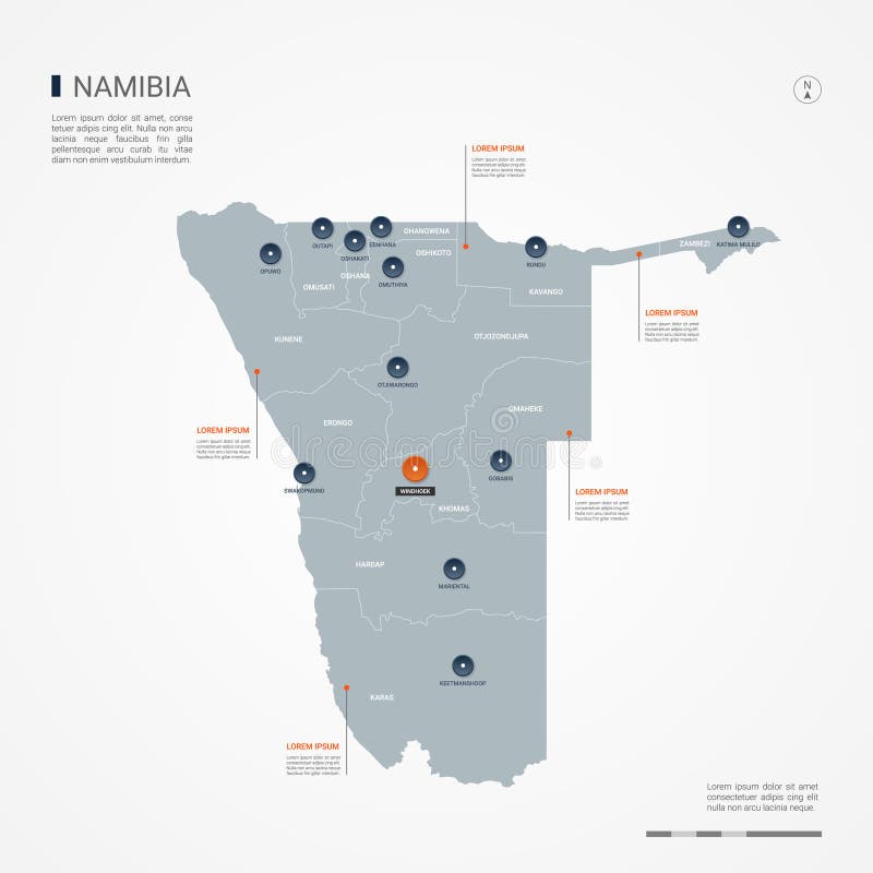 Ejemplo Infographic Del Vector Del Mapa De Namibia Ilustración del ...