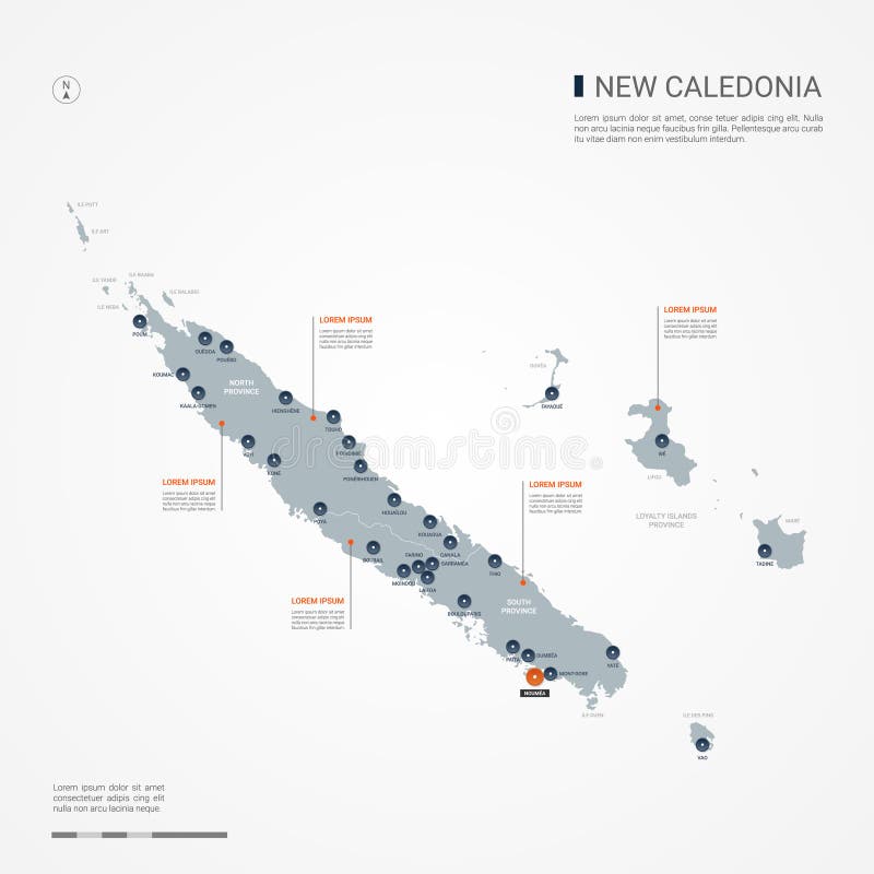 Infografía Del Mapa De Nueva Caledonia Hay Bandera Y Población, Carta ...