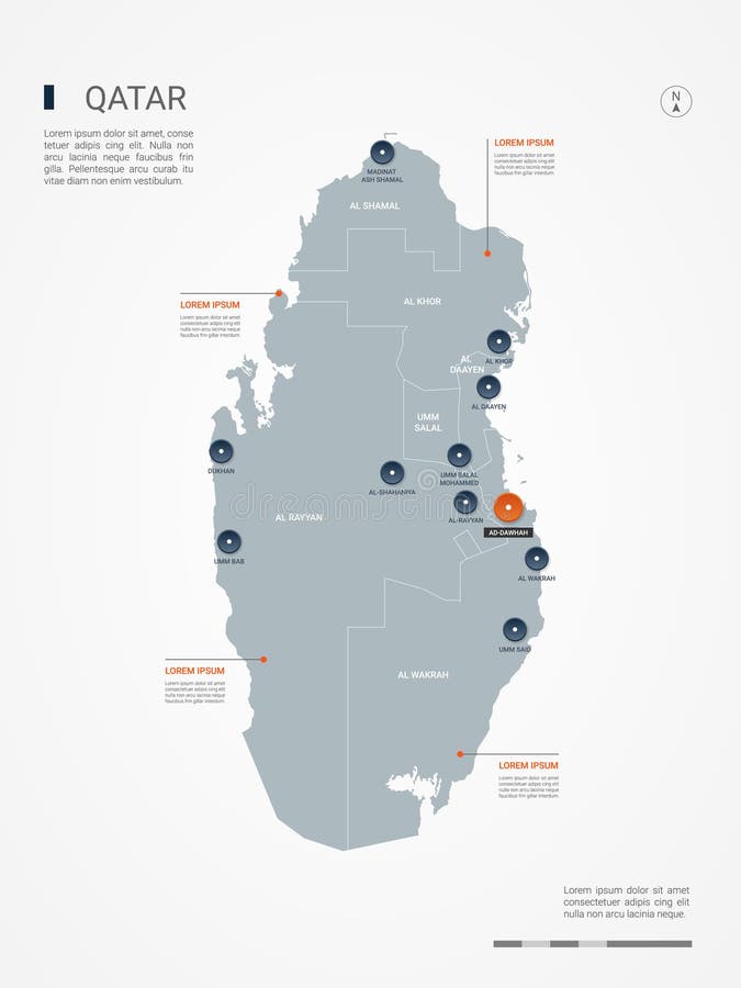 Mapa De Qatar Con Divisiones Administrativas Ilustración del Vector - Ilustración de mundo ...