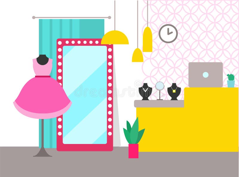 Ejemplo Interior Del Vector Del Cartel De La Tienda De Ropa Ilustración ...