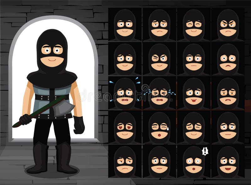 Ejemplo Medieval Del Vector De Cartoon Emotion Faces Del Verdugo ...