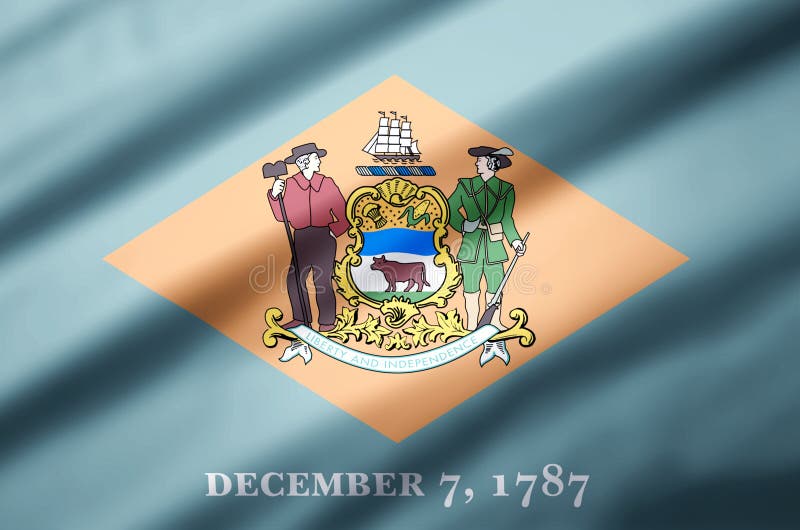 Ejemplo Realista De La Bandera De Delaware Stock de ilustración ...