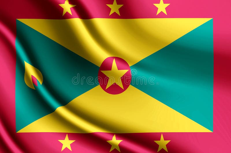 Ejemplo Realista De La Bandera De Grenada Stock de ilustración ...