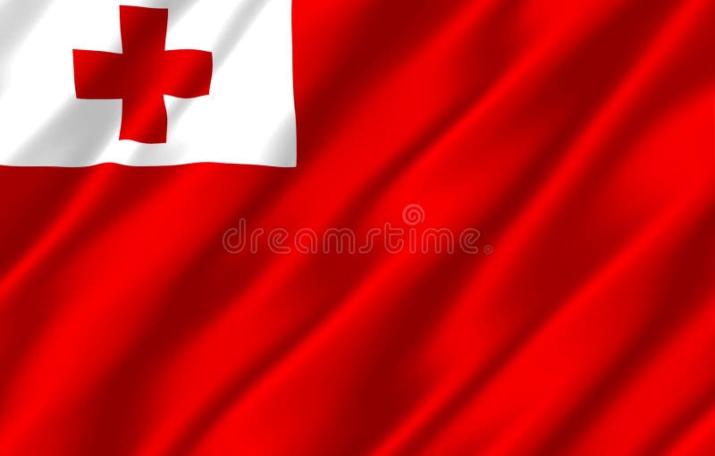 Ejemplo Realista De La Bandera De Tonga Stock de ilustración ...