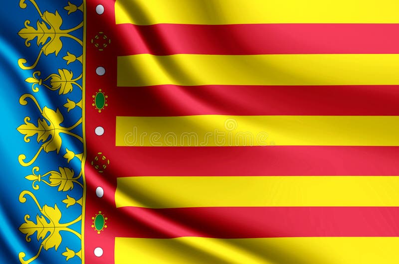 Ejemplo Realista De La Bandera De Valencia Stock de ilustración ...