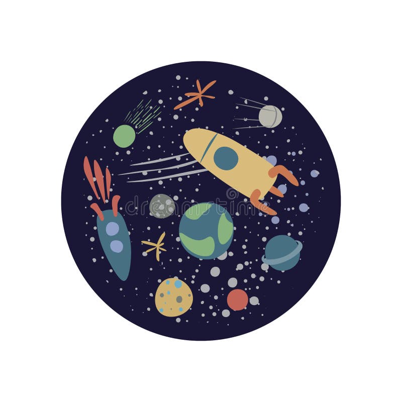 Ejemplo Redondo Del Vector En El Tema Del Espacio Ilustración del ... Ejemplo Redondo Del Vector En El Tema Del Espacio Ilustración del ...