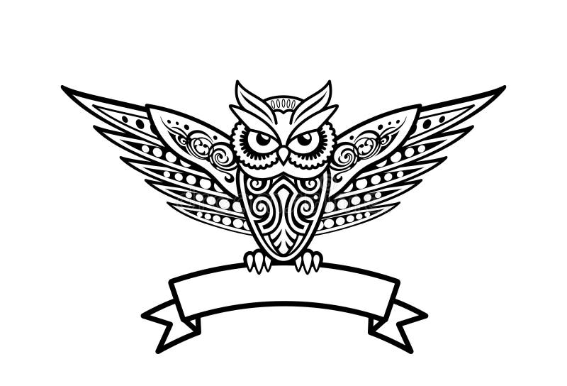 Ejemplo Tribal Del Vector Del Búho Del Estilo Ilustración del Vector ...
