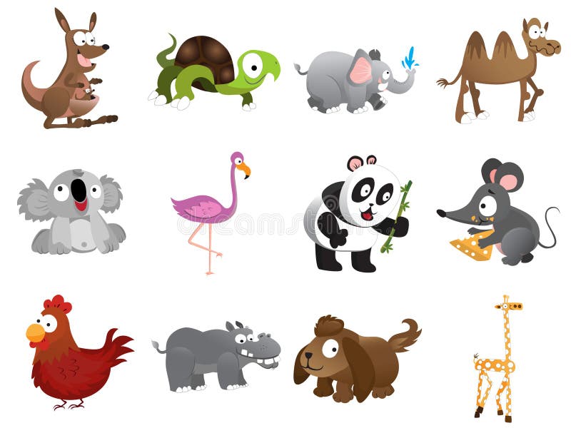 12 Ejemplos Animales Lindos Ilustración del Vector - Ilustración de ...