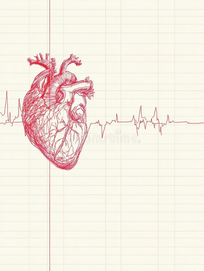 EKG Line Transforming into a Heart Illustration with a Blank Upper ...