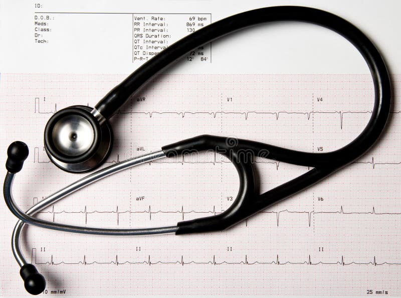EKG and Stethoscope stock image. Image of doctor, care - 4453759