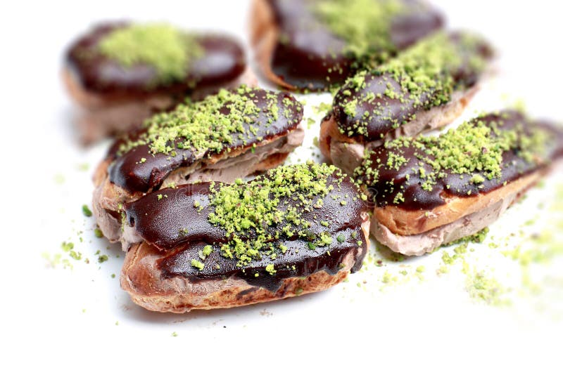 Ekler pasta stock image. Image of chocolate, eclair, profitol - 86338721
