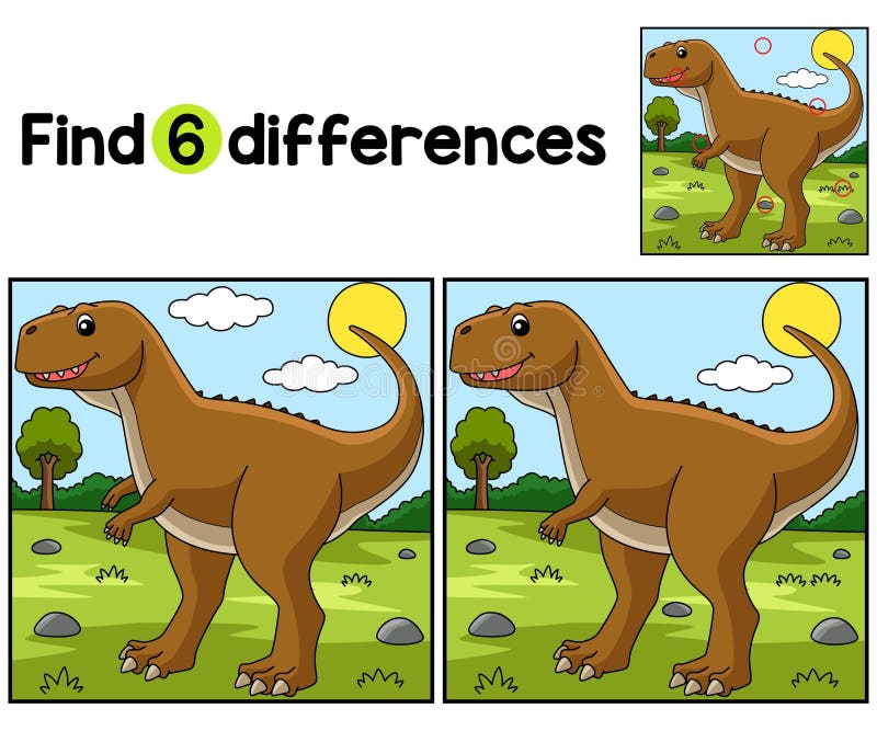 Ekrixinatosaurus Dinosaur Find the Differences Stock Vector ...