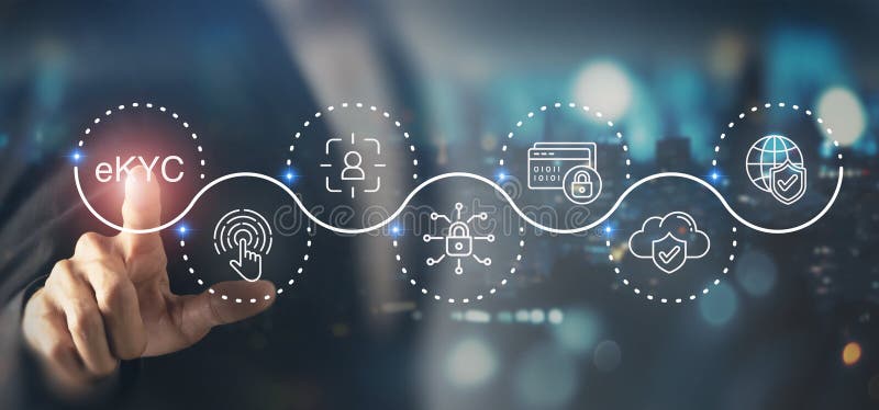 EKYC Digital Identity Verification and Security Concept. Interacting ...