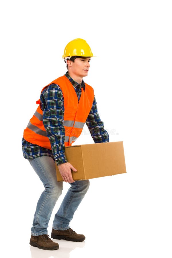 El Agacharse Con Un Paquete Pesado Imagen de archivo - Imagen de ...