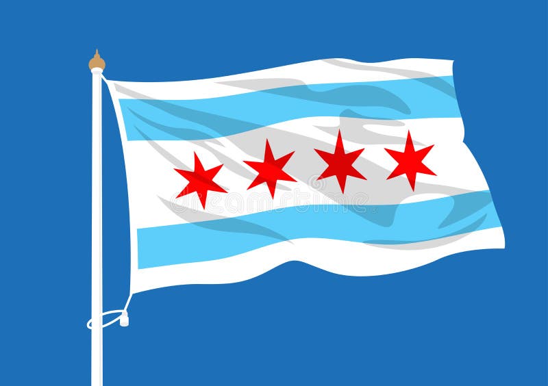 El Agitar De La Bandera De Chicago Ilustración del Vector - Ilustración ...