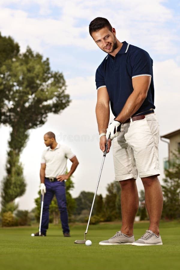 Golfista Feliz En El Rubor De La Victoria Imagen de archivo - Imagen de ...