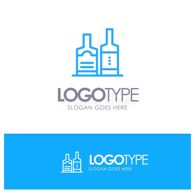 El Alcohol, Bebida, Botella, Embotella A Logo Line Style Azul ...