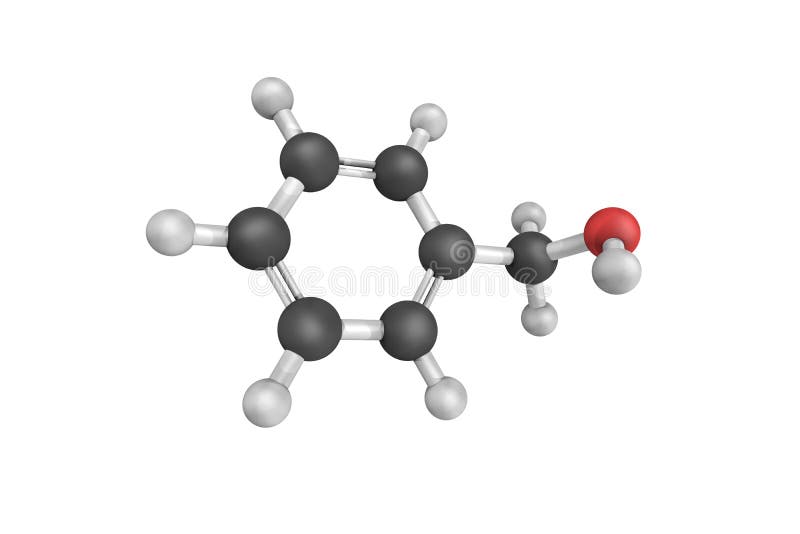 Estructura Molecular Del Alcohol Bencílico Aislada En Blanco Stock de ...