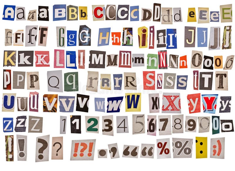 Alfabeto Del Periódico Con Las Letras Y Los Números Imagen de archivo ...