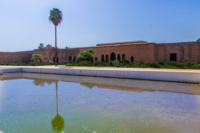 El Badi Palace at Marrakech Stock Image - Image of stork, moroccan ...