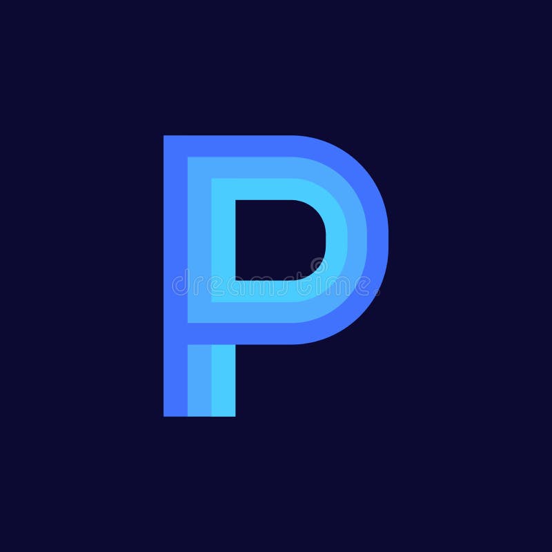 El Brillar Intensamente Azul De Logo Letter P Del Vector Ilustración ...