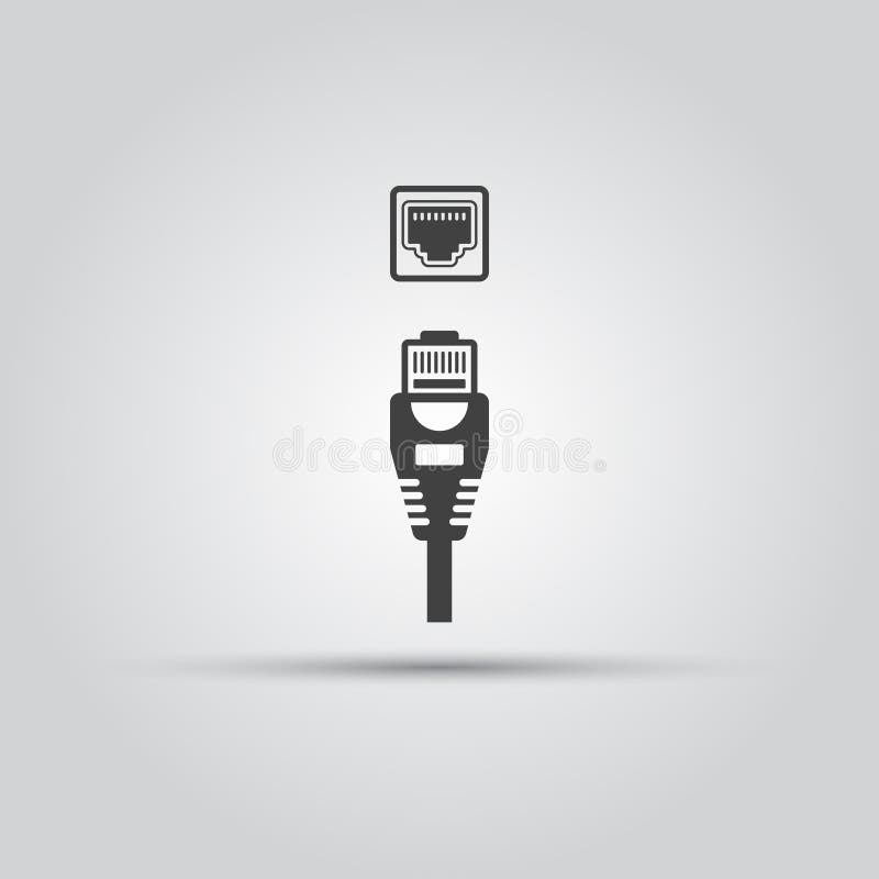 Silueta Del Icono De Internet De La Red De LAN Cable Ilustración del ...