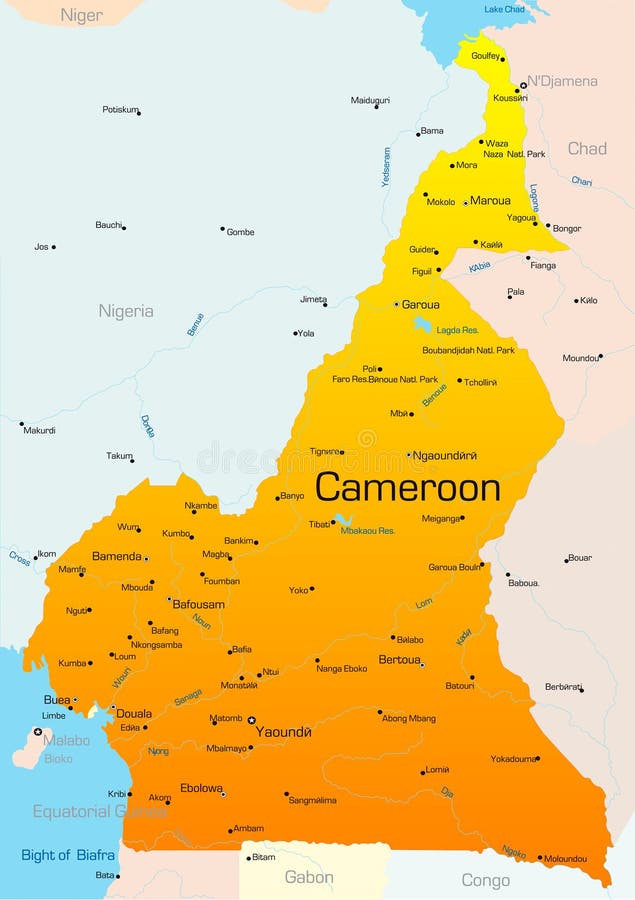 Mapa Del Camerún Stock De Ilustración Ilustración De Oeste 95556294
