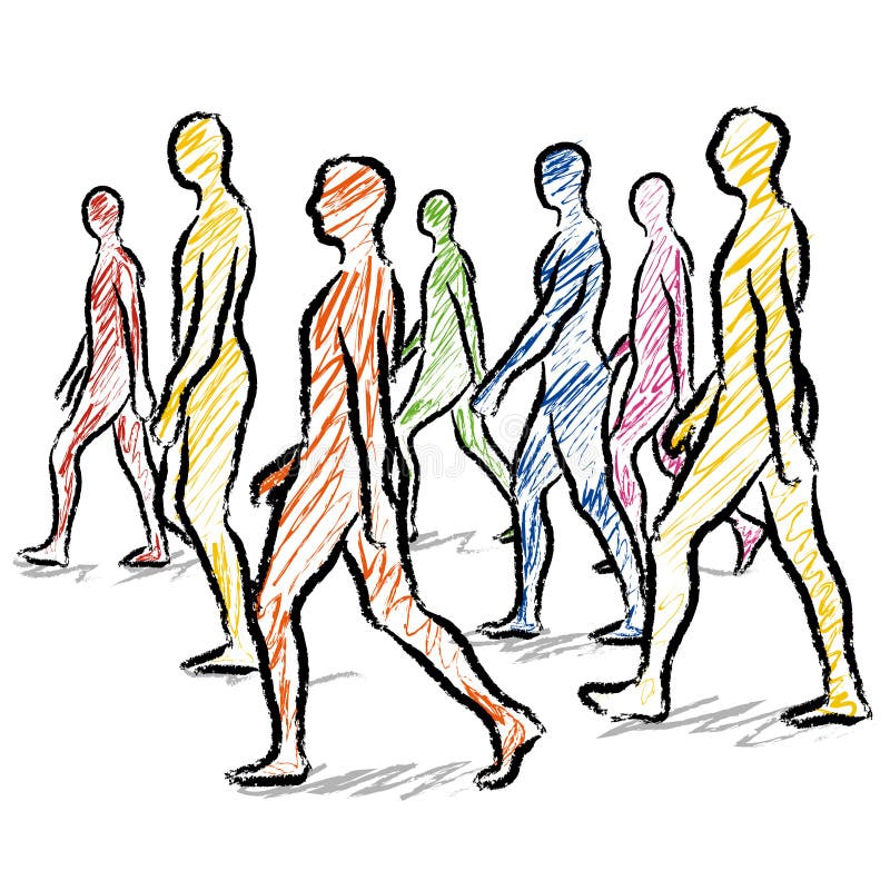Personas caminando ilustración del vector. Ilustración de gente - 44982218