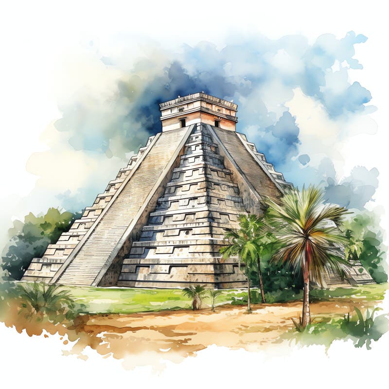 El Castillo Pyramid at Chichen Itza Featuring Its Prominent Temple ...
