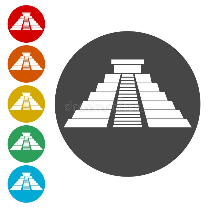 El Castillo Pyramid in Chichen Itza Flat Icon Stock Vector - Illustration of graphic, indian ...