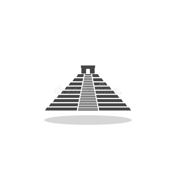 El Castillo Pyramid in Chichen Itza Icon with Shadow Stock Vector ...
