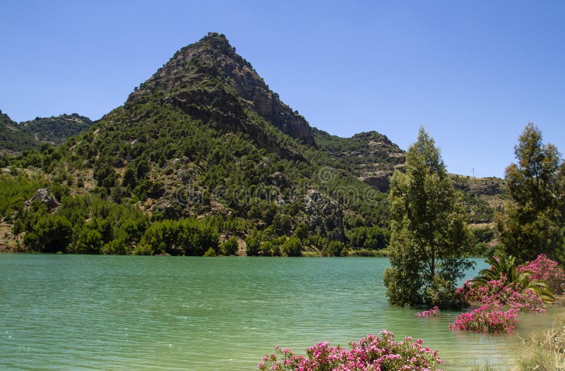 El Chorro lakes in Malaga stock photo. Image of park - 241028766