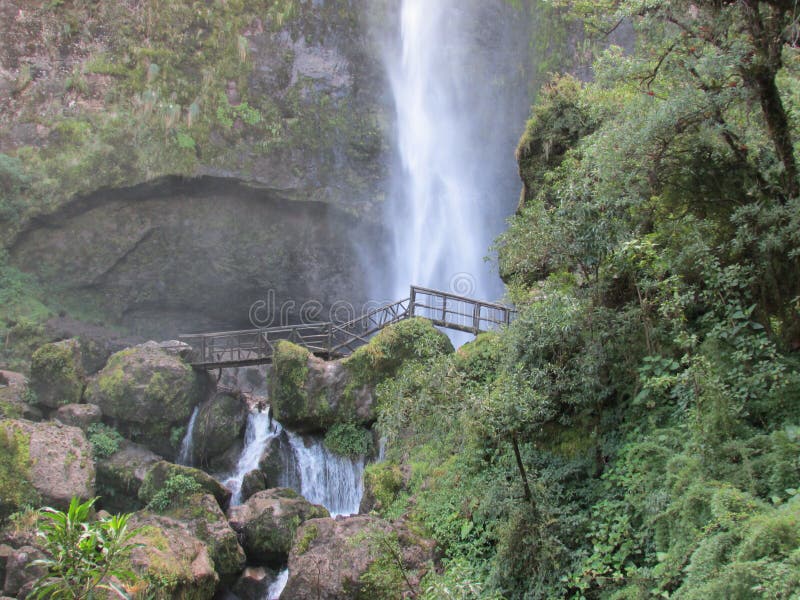 EL CHORRO WATERFALL UP CLOSE, ECUADOR Stock Image - Image of breathe ...