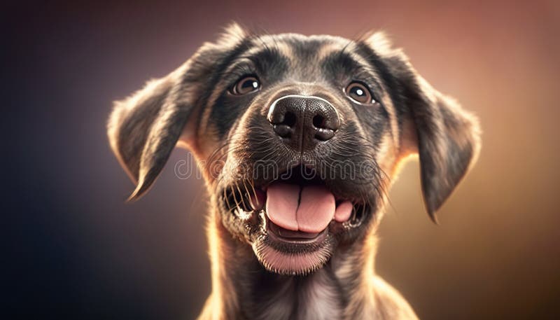 El Cierre De Una Cara De Perro Con La Boca Abierta. Stock de ...