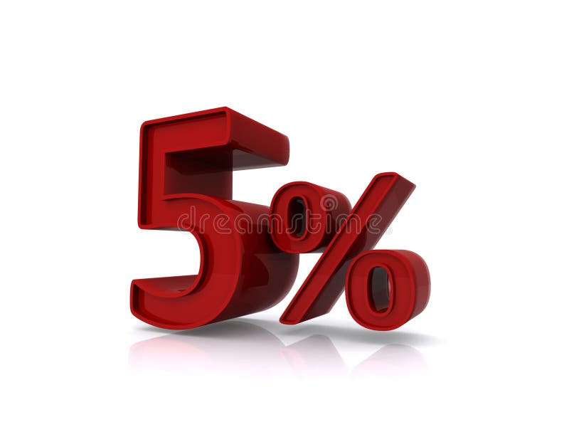 Símbolo Del Cinco Por Ciento Aislado En El Fondo Blanco Stock de ...