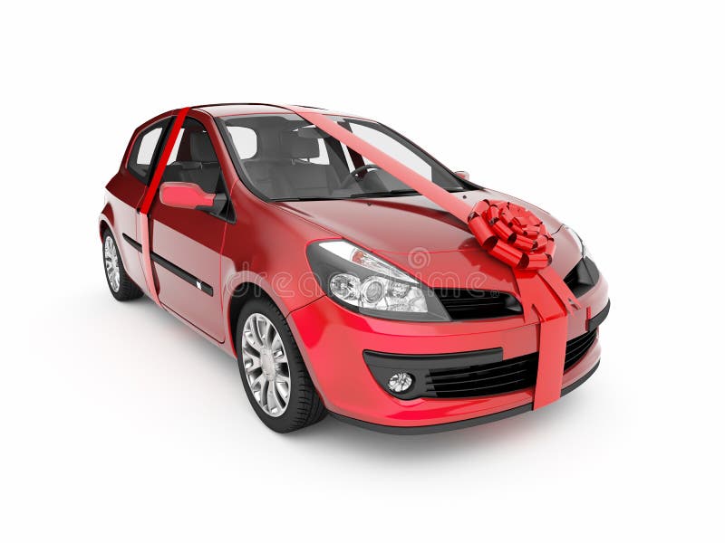 El coche en un regalo foto de archivo. Imagen de venta - 3539192