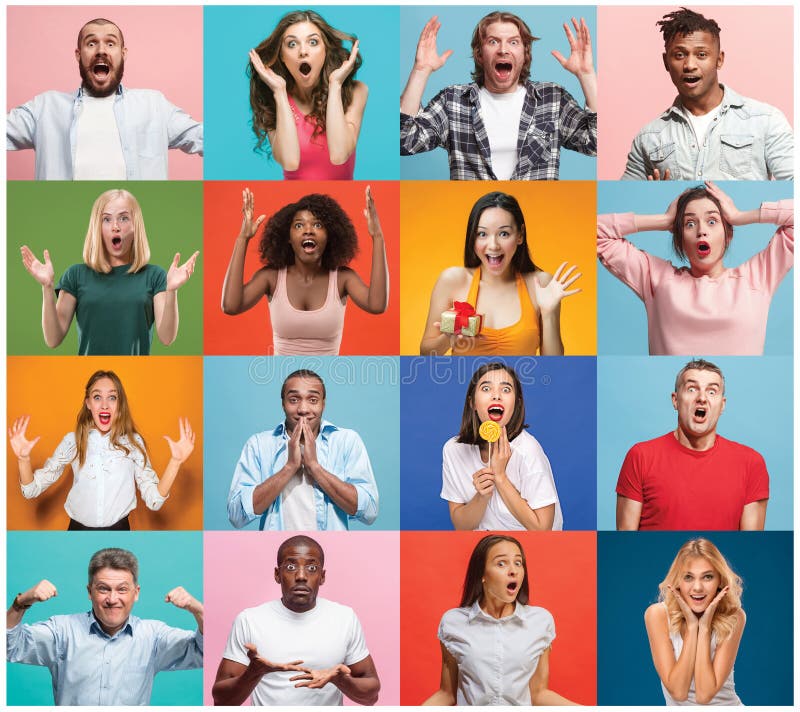El Collage De La Gente Sorprendida Foto de archivo - Imagen de ...