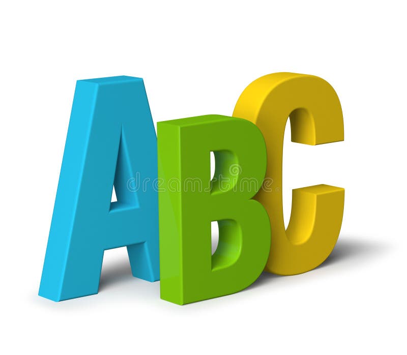 El Color Pone Letras a ABC Aislado En 3D Blanco Stock de ilustración ...