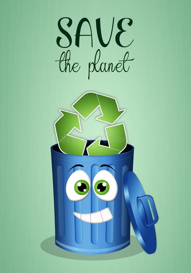 El Compartimiento De Basura Azul Para Recicla Stock de ilustración ...
