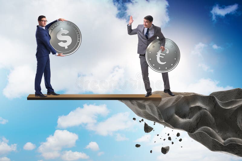 El Concepto De La Interdependencia Con Dos Monedas Foto de archivo ...