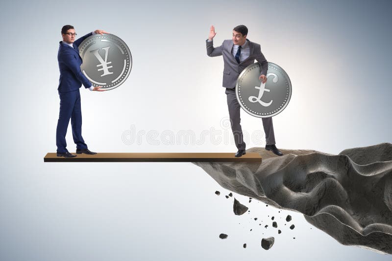 El Concepto De La Interdependencia Con Dos Monedas Imagen de archivo ...