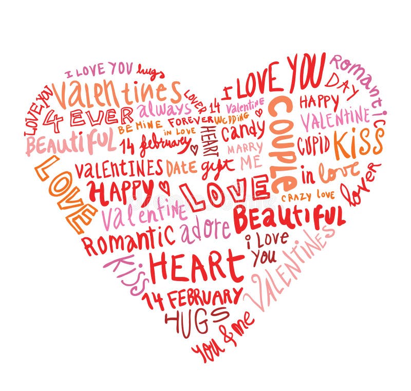 Corazón Hecho De Palabras Amor, Ilustración Vectorial Ilustración del ...